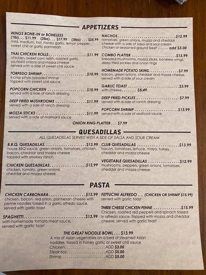 Menu at Patricia Inn Family Restaurant, Dryden