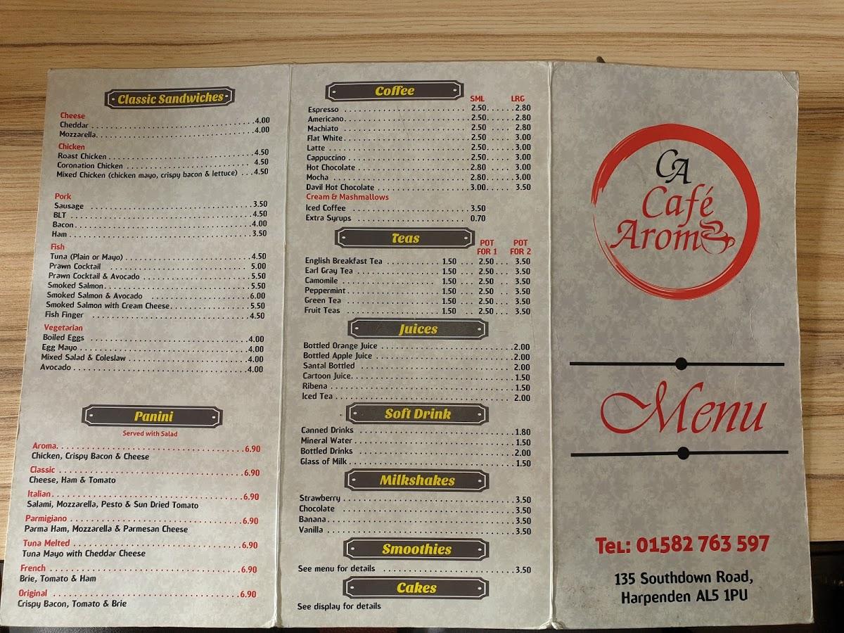 Menu at Cafe Aroma Mangal, Harpenden
