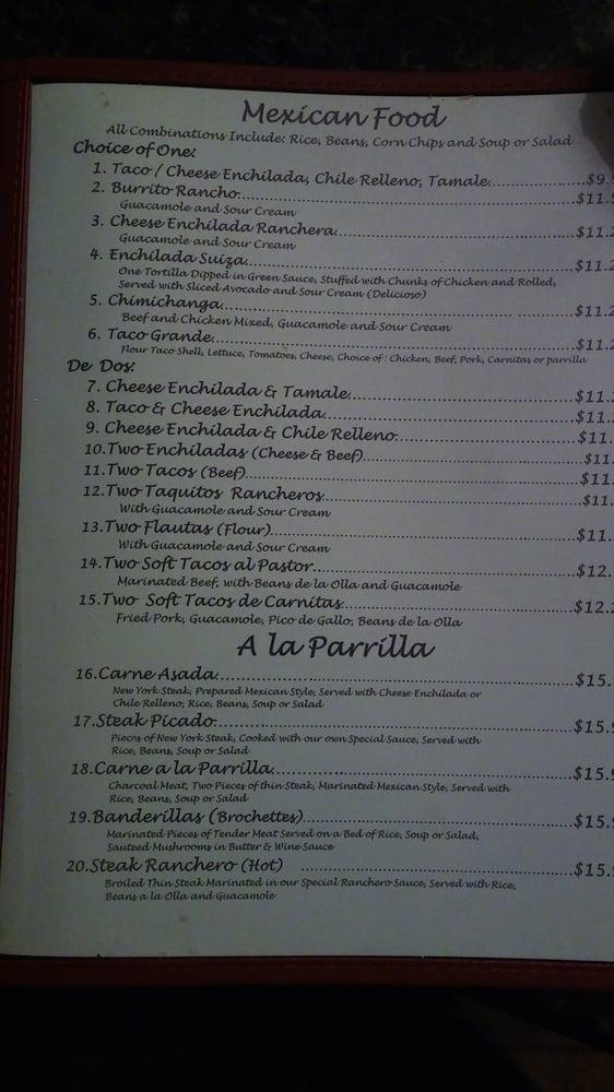 Menu at Casa Gutierrez restaurant, Leona Valley, Elizabeth Lake Rd