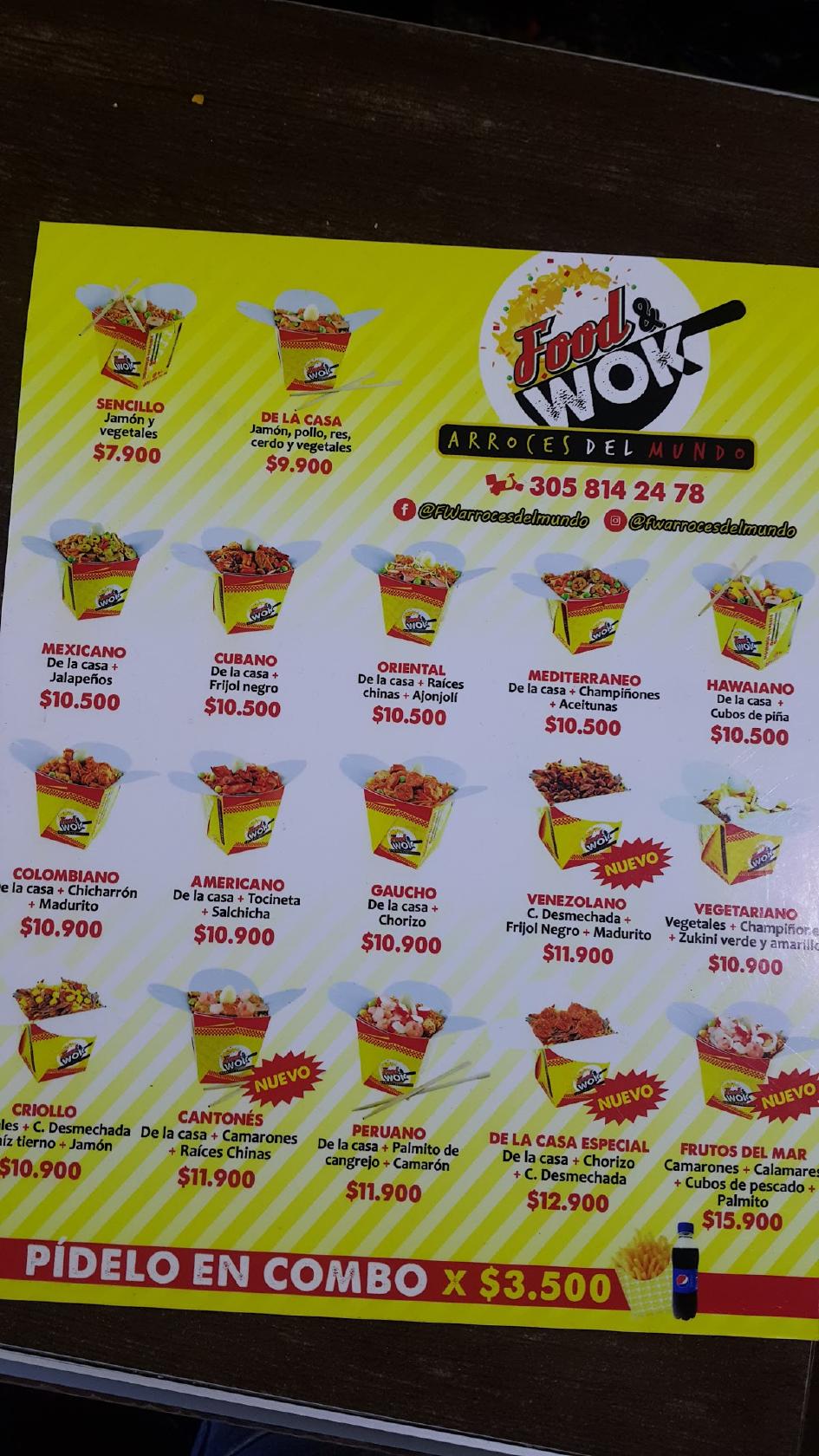 Menu at Food & Wok restaurant, Bogotá