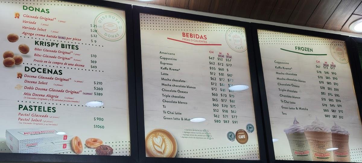 Menu at Krispy Kreme restaurant, Mexico City, Terminal de autobuses del ...