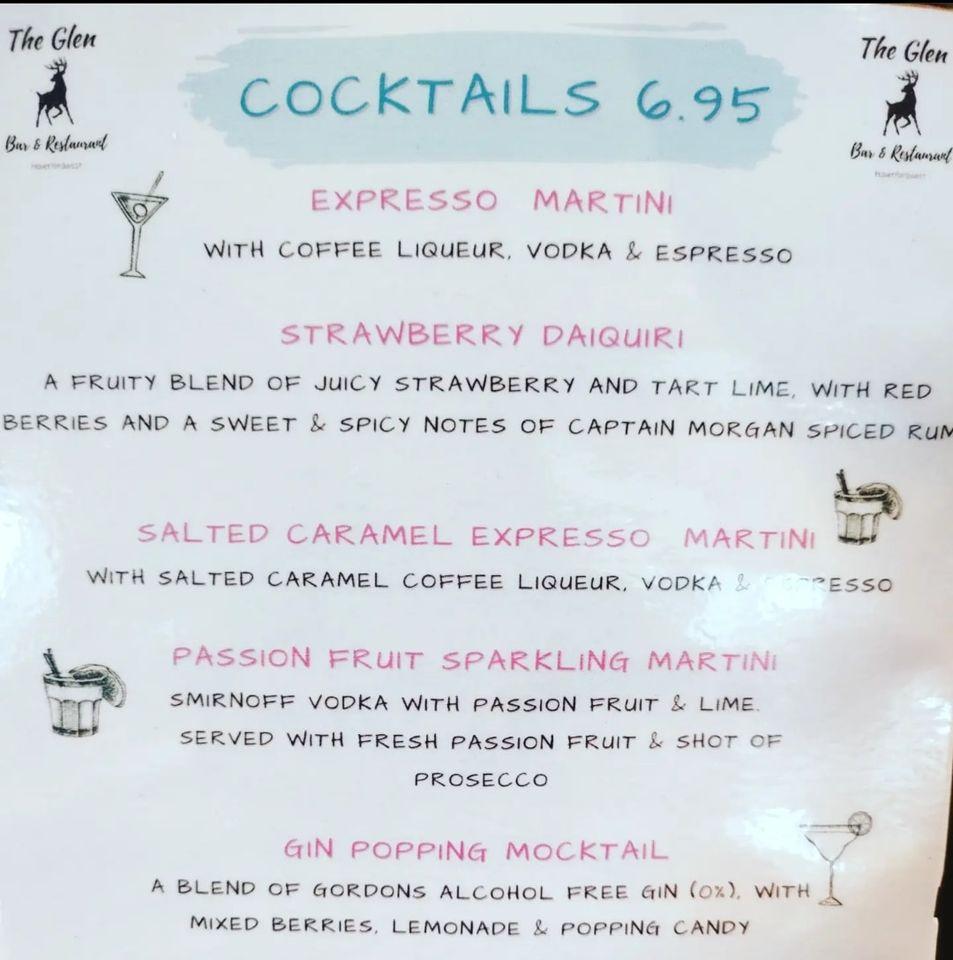 Menu at The Glen pub & bar, Haverfordwest