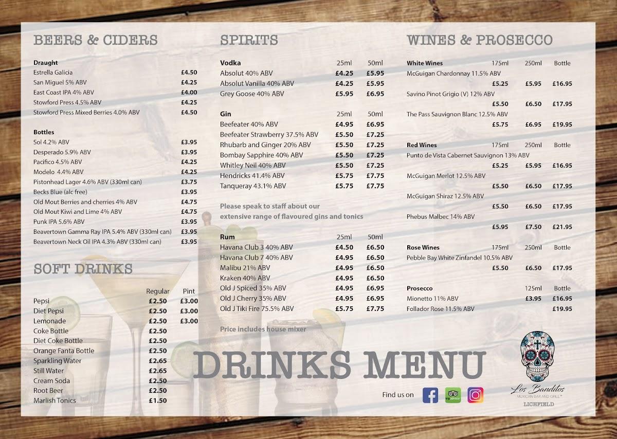 Menu at Toluca Mexican Bar & Grill, Lichfield, 1-3 City Arcade