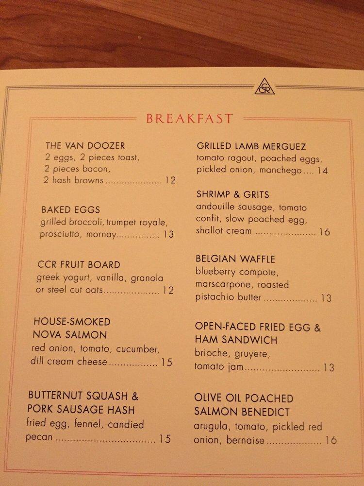 Menu at Cherry Circle Room restaurant, Chicago