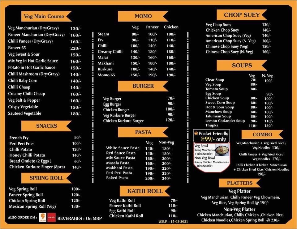 Menu at Flavours Of Indo China, Delhi