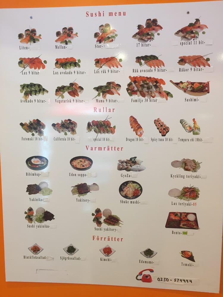 Menu at Ginsara sushi bar Mora, Mora