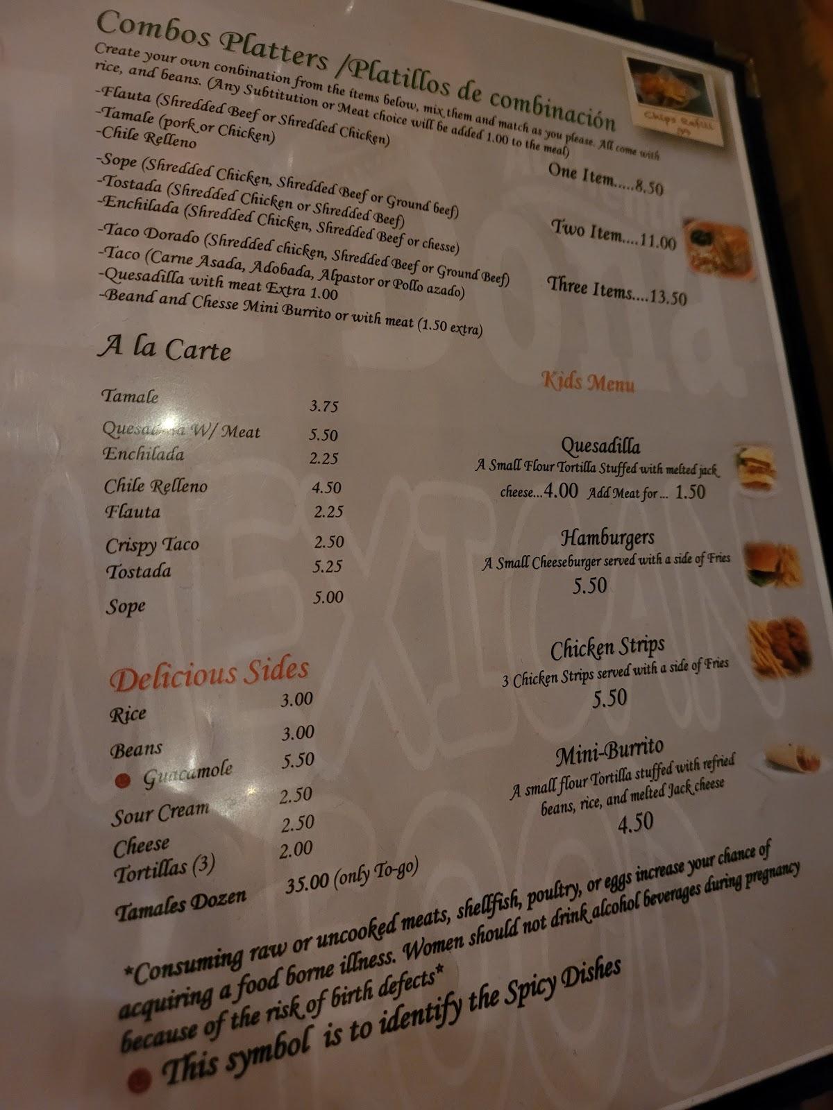 Carta del restaurante La Doña Authentic Mexican Taste, Fairfield