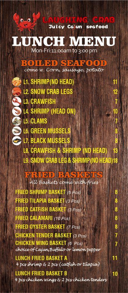 Menu at Laughing Crab - Cajun Seafood restaurant, Shreveport