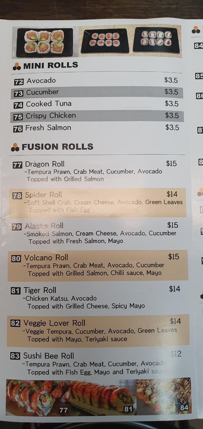 Menu at Sushi Bee restaurant, Kallangur, 2/118 Old Gympie Rd