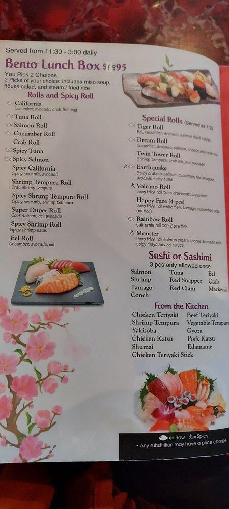 Menu at Volcano Sushi Bar, Virginia Beach, N Great Neck Rd