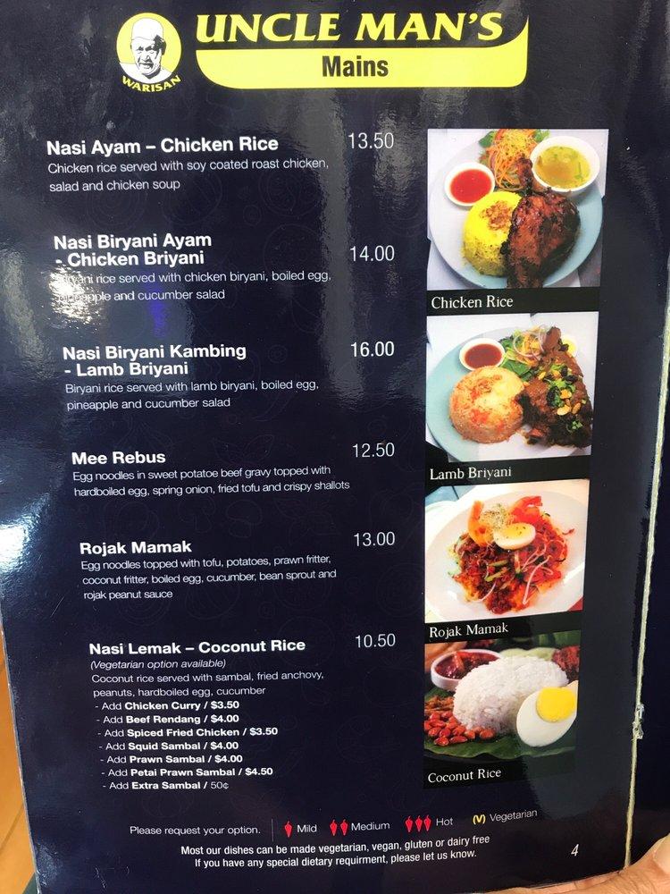 Menu at Uncle Man's Restaurant, Auckland