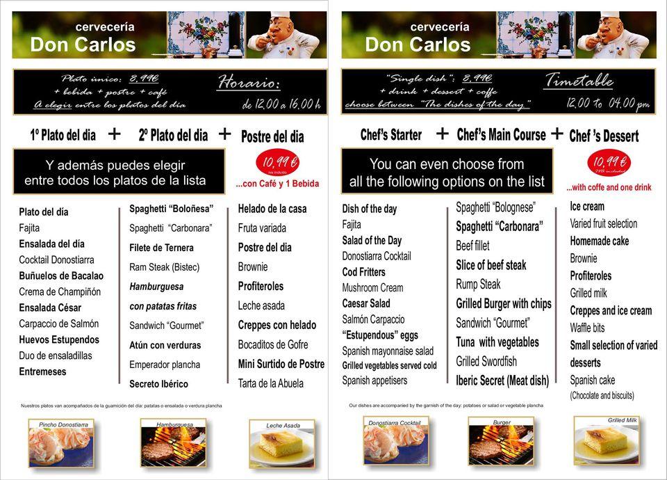 Menu at Cervecería Don Carlos pub & bar, Quesada, Av. de las Naciones