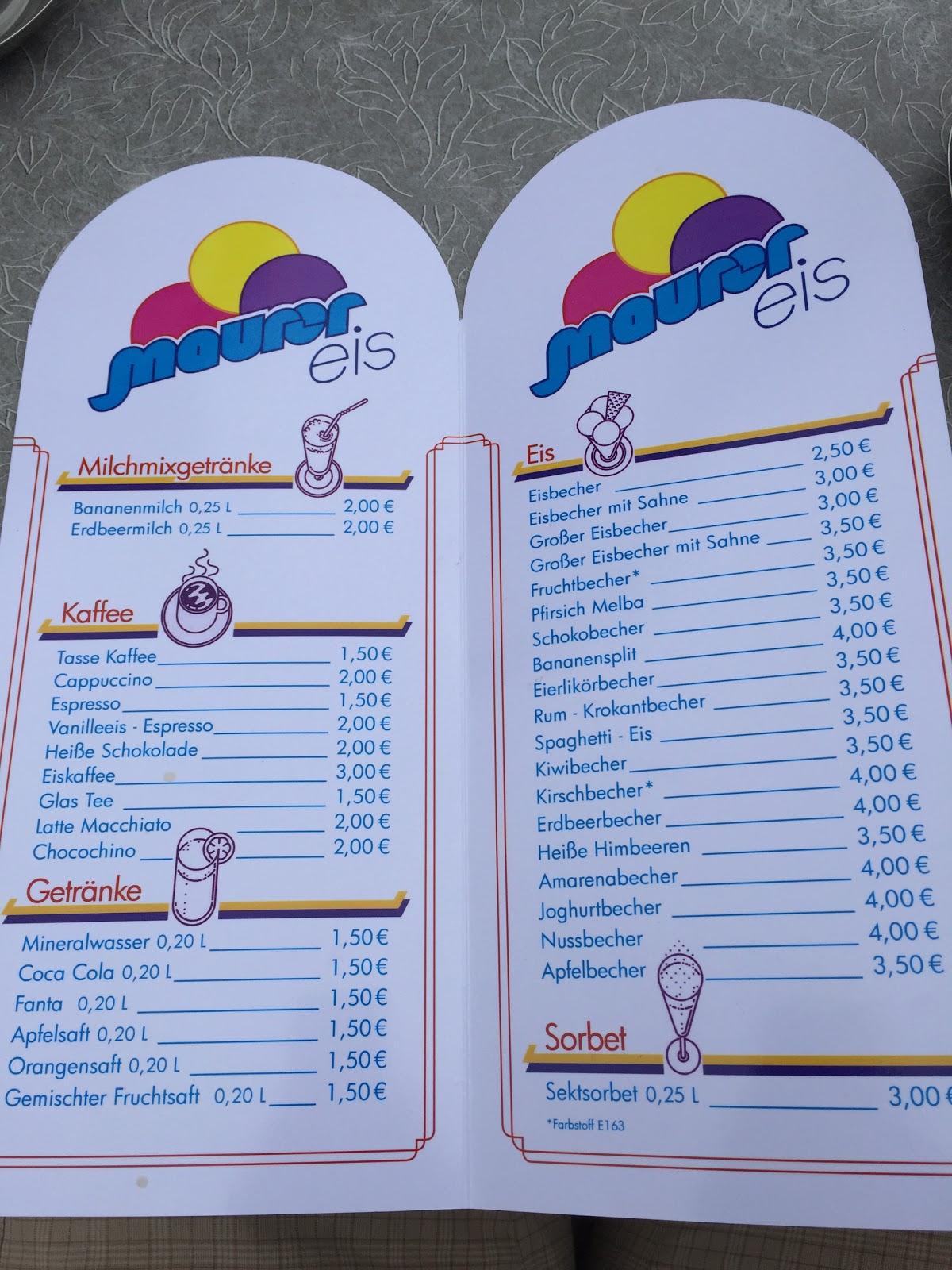 Speisekarte von Eisdiele Maurer cafe, Zweibrücken