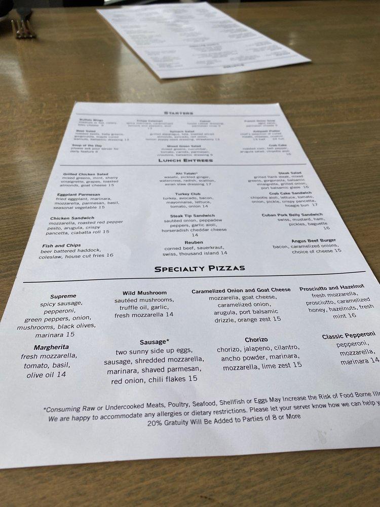 Menu at FINN restaurant, Missoula