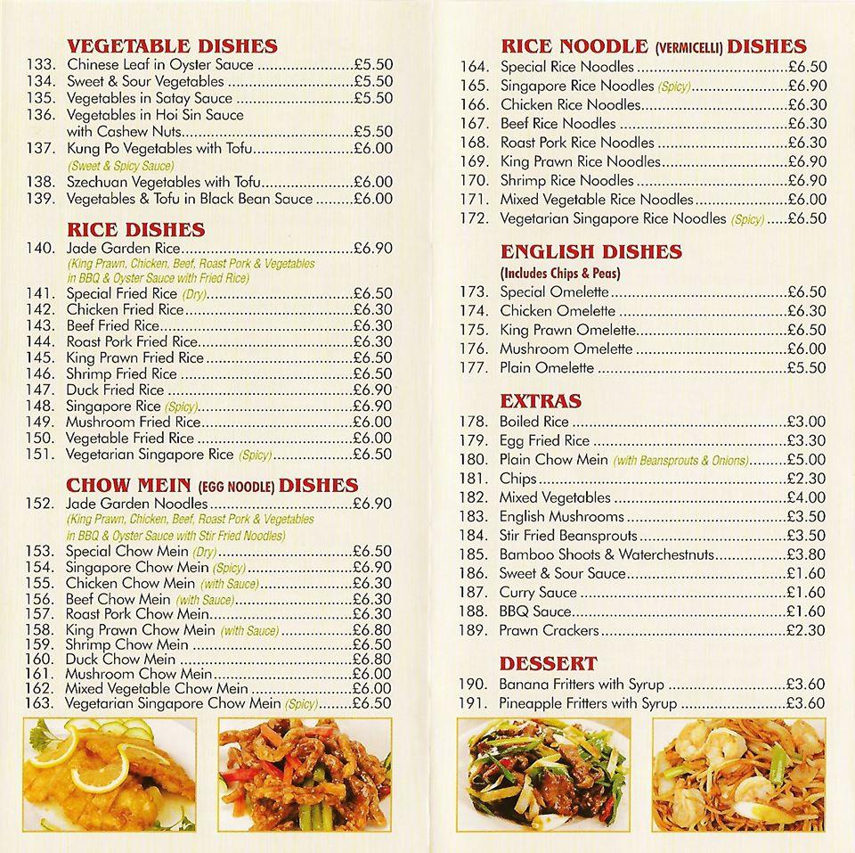 Menu at Jade Garden fast food, Olney