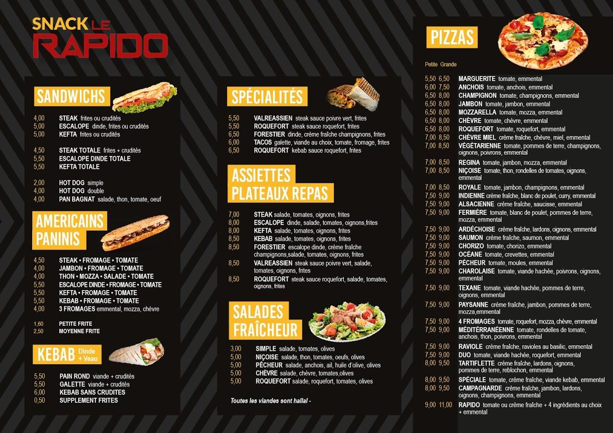 Menu at Le Rapido devient Chez Mr Chicken fast food, Valréas