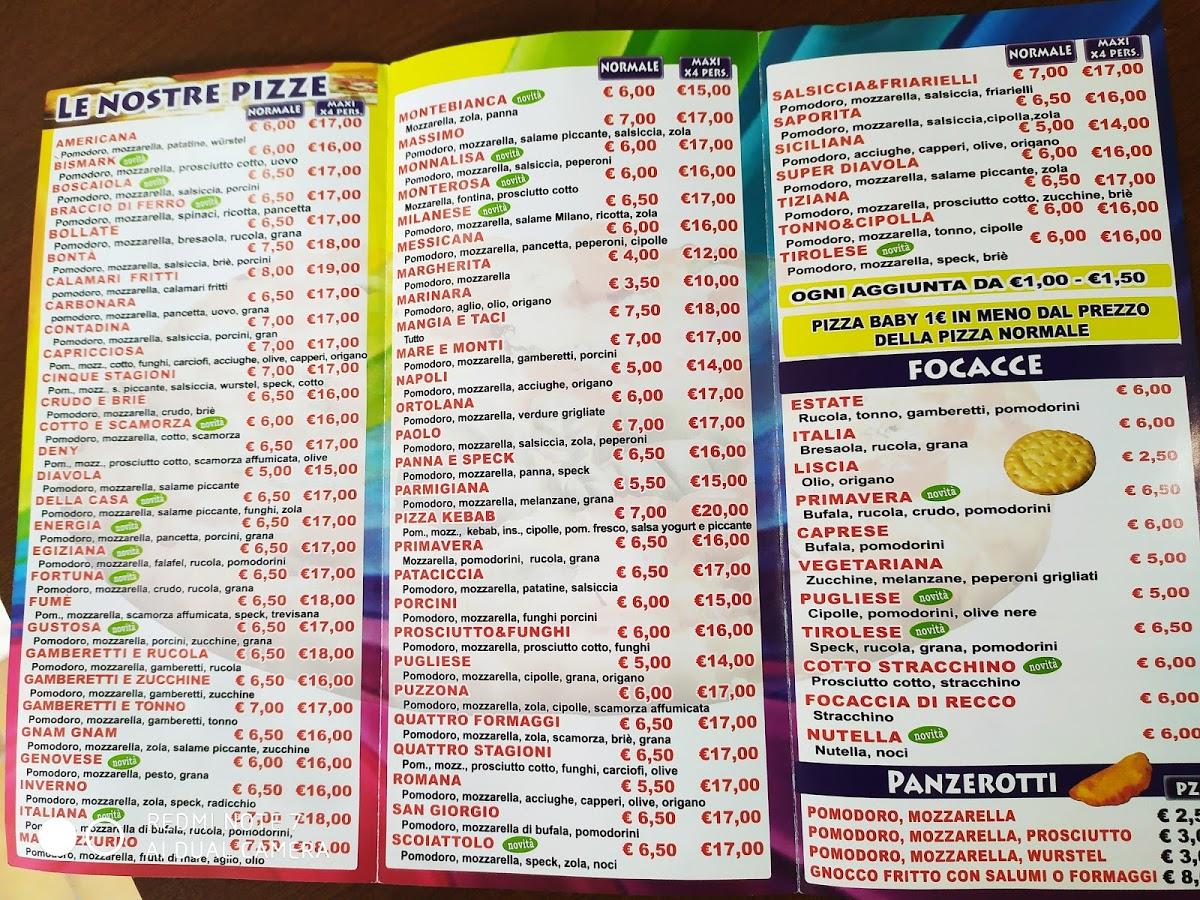Menu da Pizzeria mare azzurro, Bollate