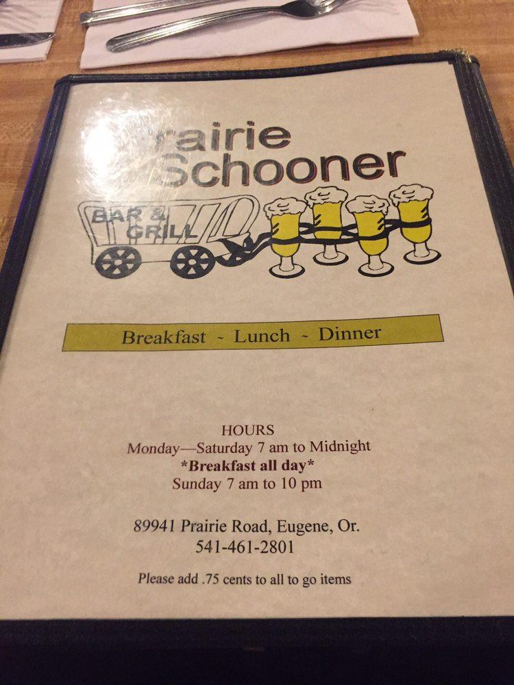 Menu at Prairie Schooner pub & bar, Eugene