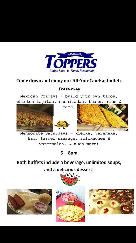 Menu at Toppers Family Restaurant Inc., Winkler