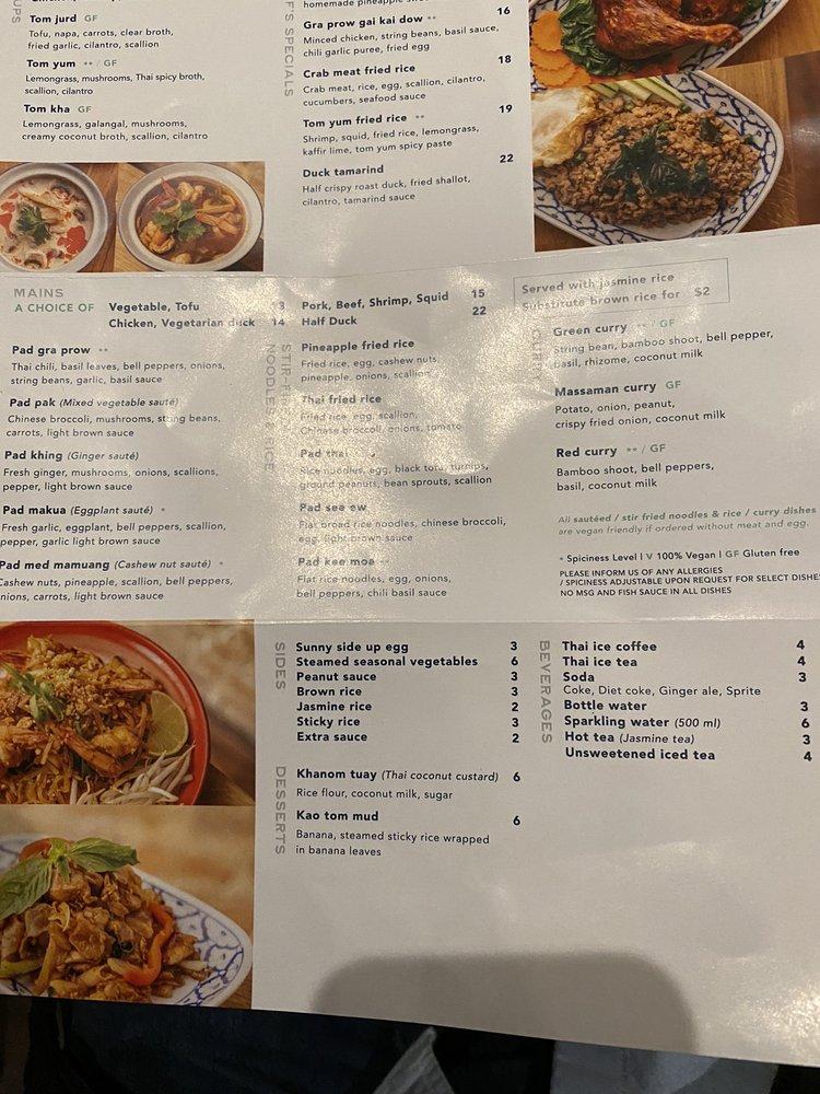 Menu at Glur restaurant, New York City