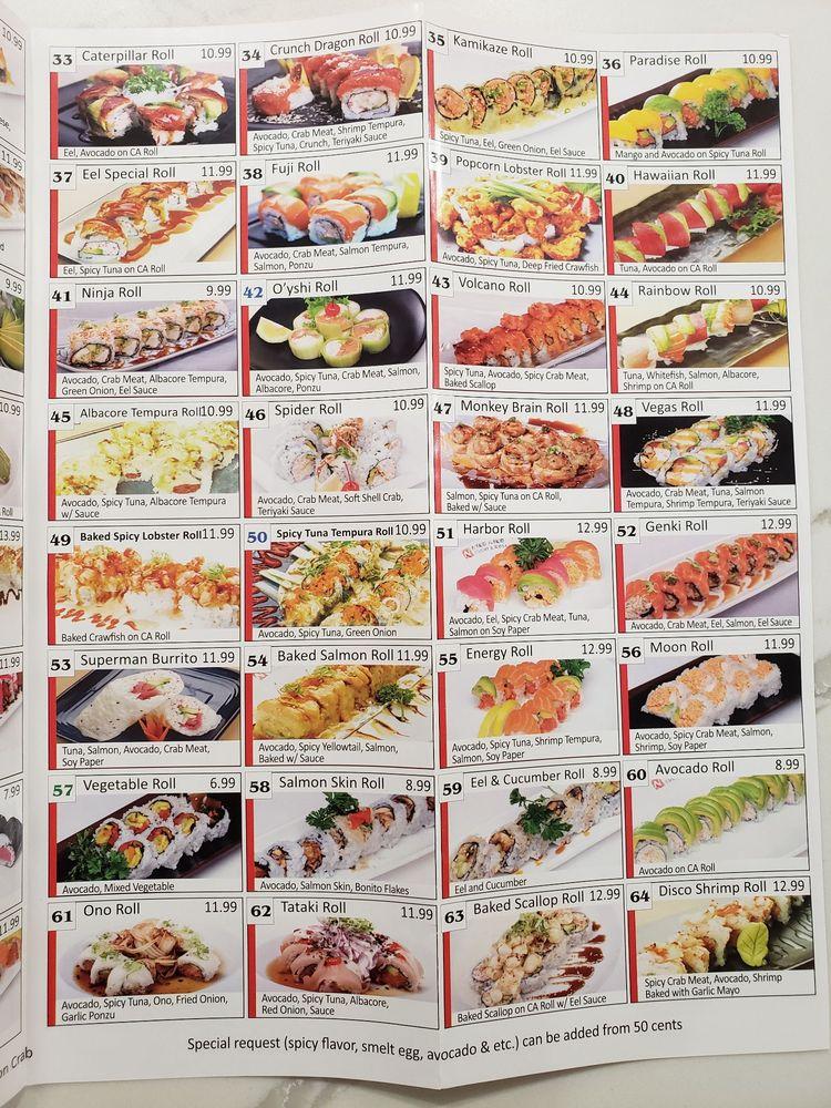 Menu at Niko Niko Sushi restaurant, Burbank