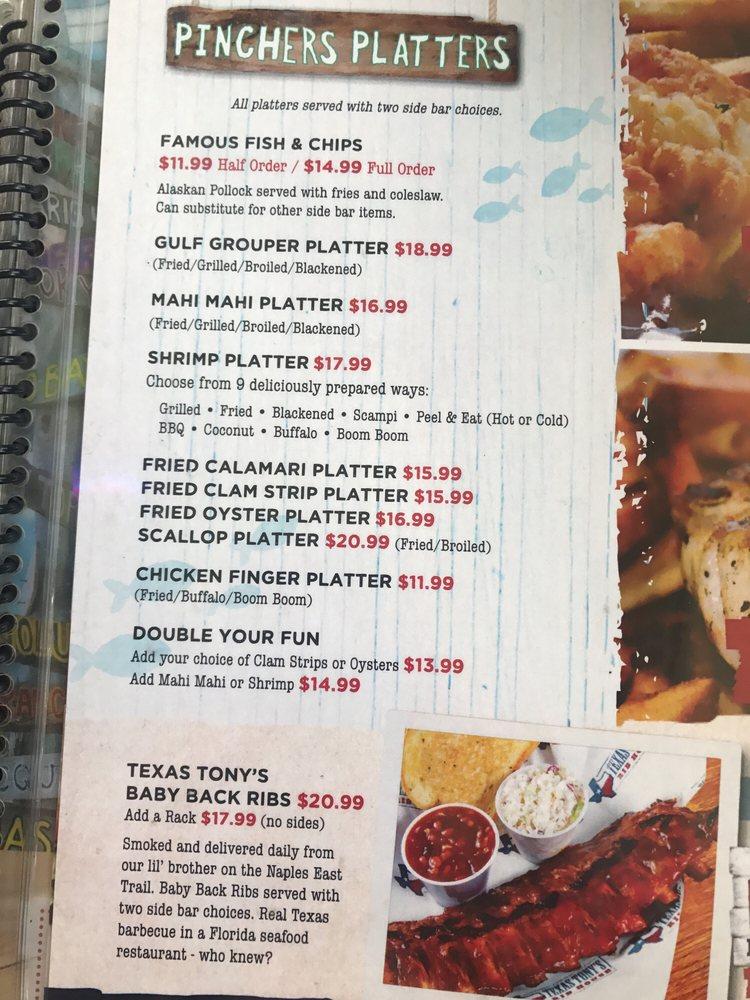 Menu at Pinchers desserts, Fort Myers Beach, San Carlos Blvd
