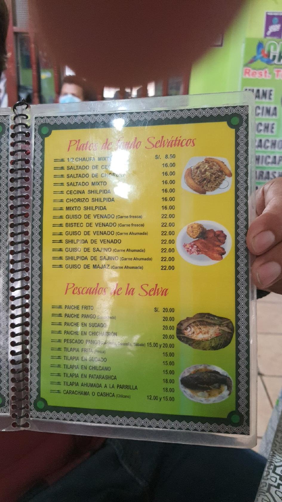 Menu at Restauran Tipico De La Selva Candamo restaurant, Cajamarca