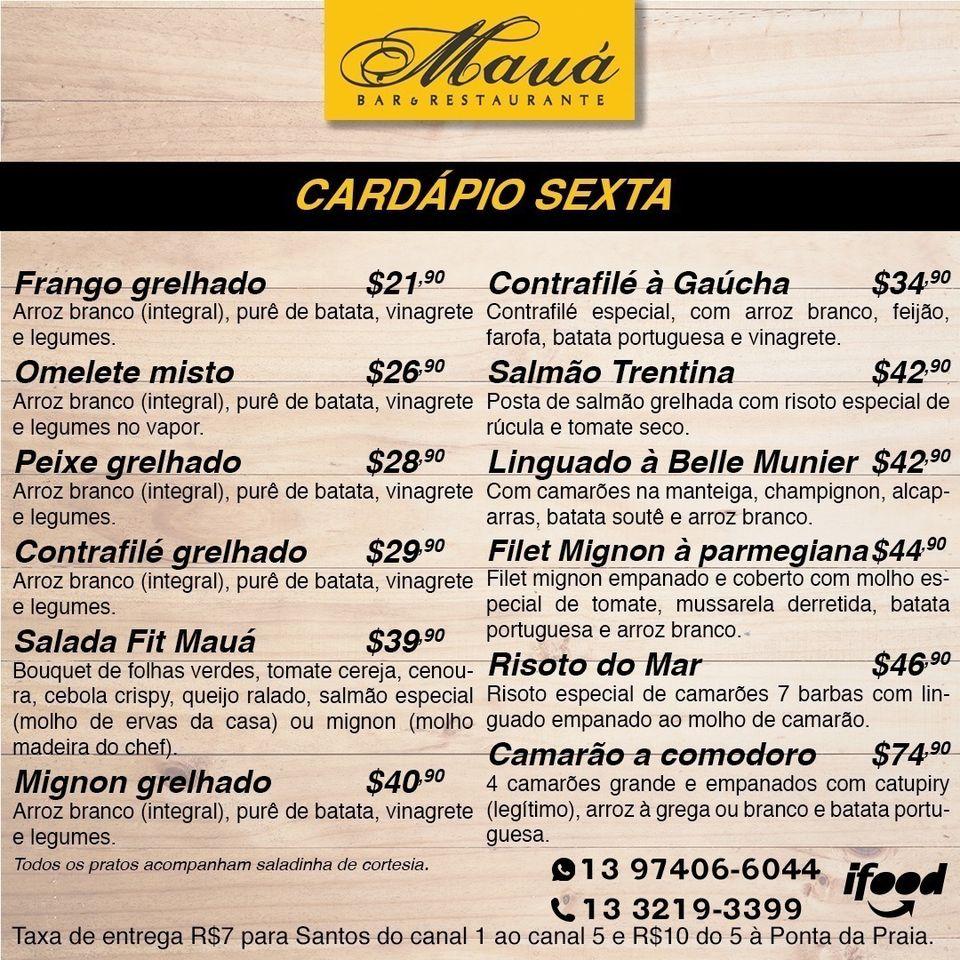 Menu em Mauá Bar e Restaurante, Santos