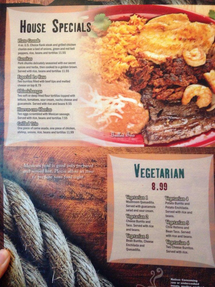 Menu at Las Trancas Mexican Rest - Martinsburg restaurant, Martinsburg