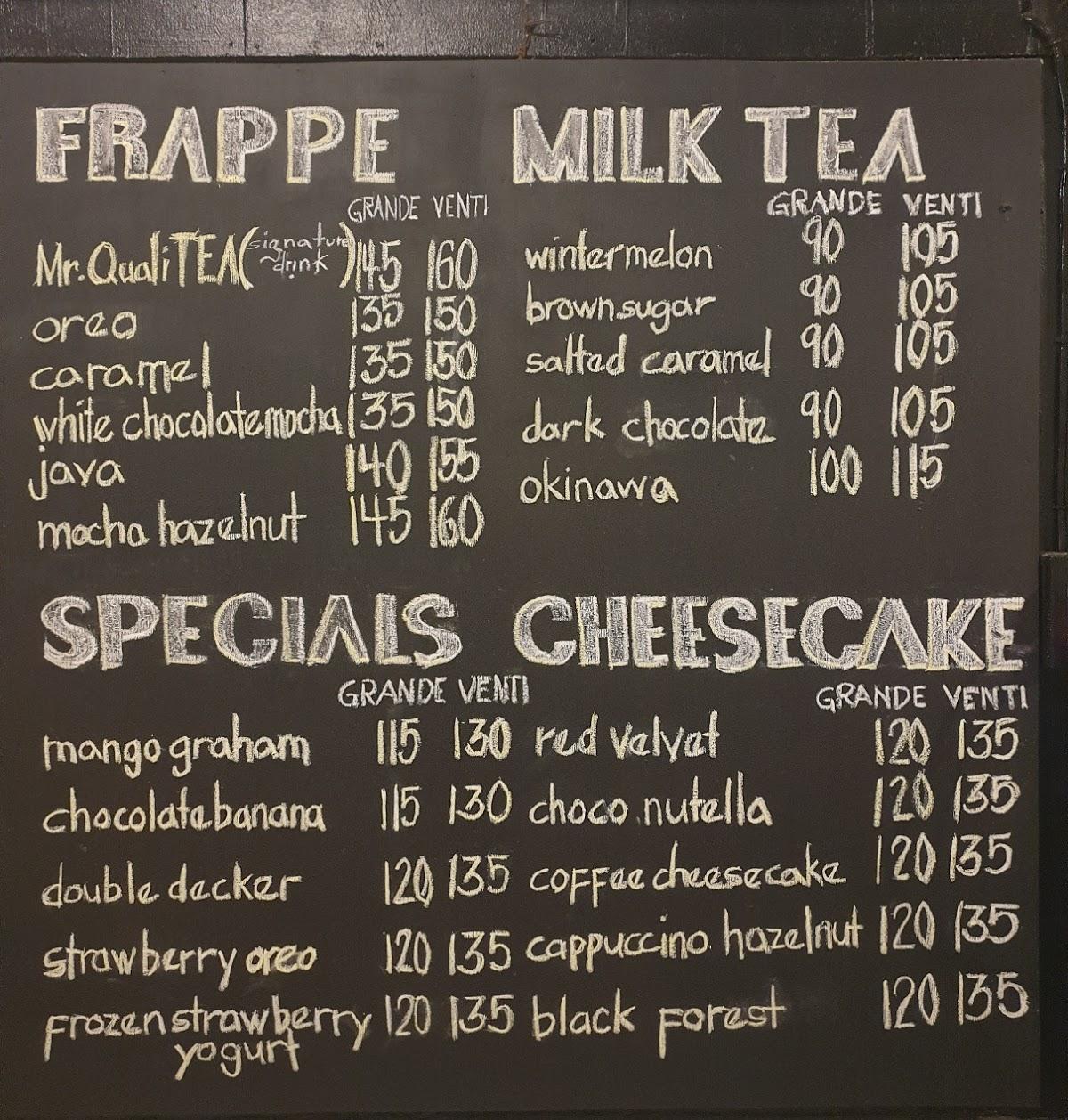 Carta del café Mr. QualiTEA, Talisay, Canton Beach