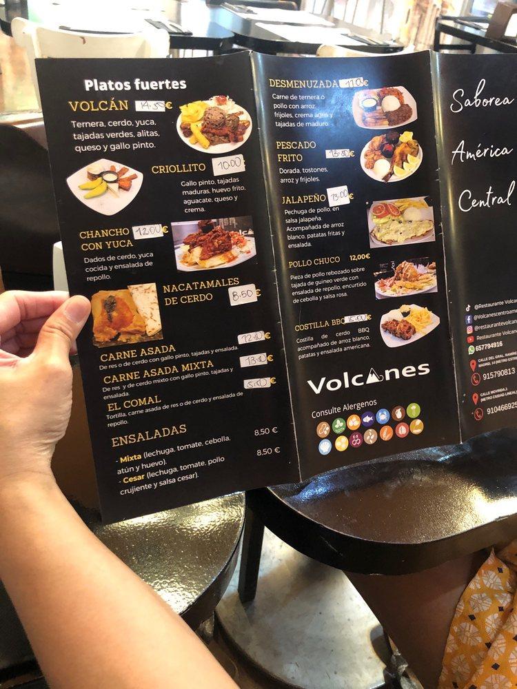 Menu at Volcanes restaurant, Madrid