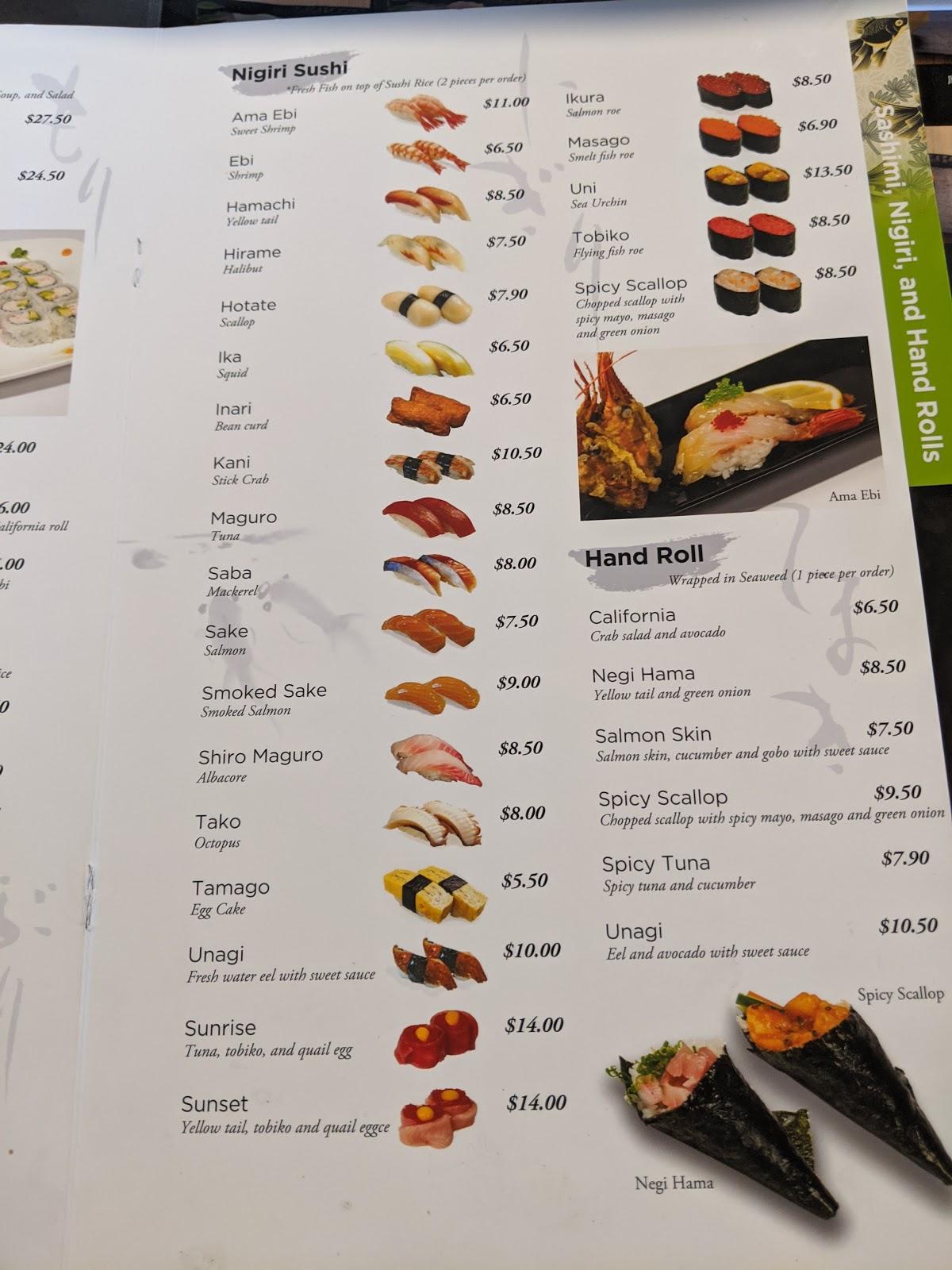 Sushi Garden Aptos Menu