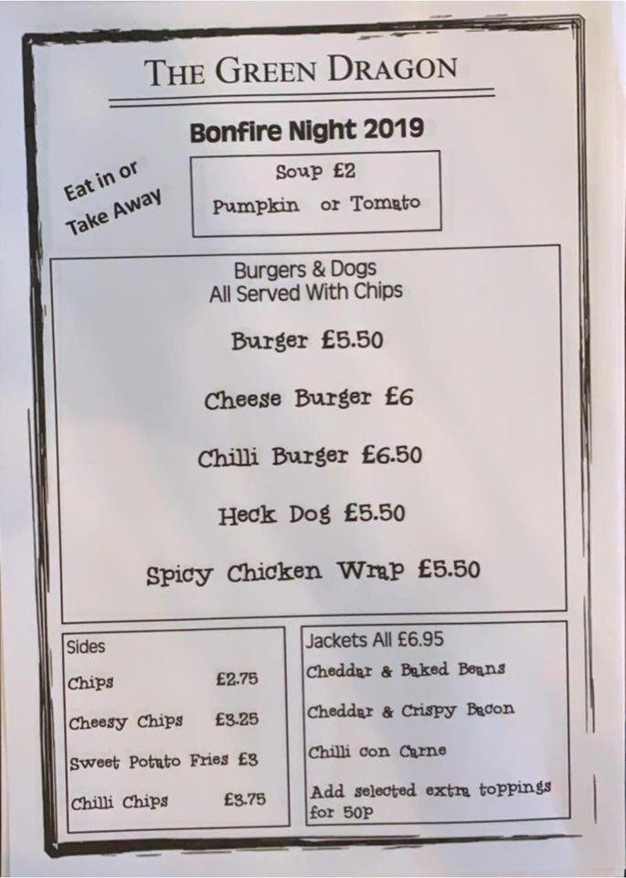 Menu at The Green Dragon at Bedale pub & bar, Bedale