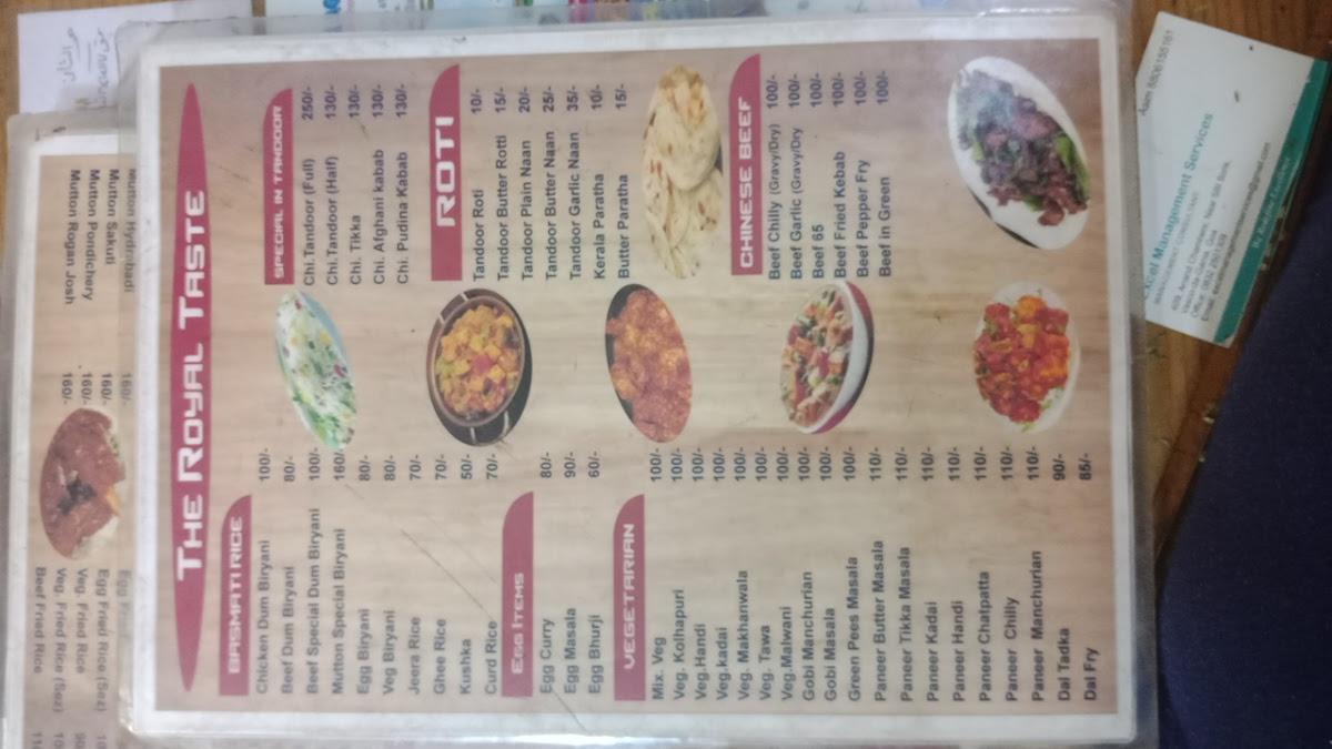 Menu at The Royal Taste, Vasco da Gama