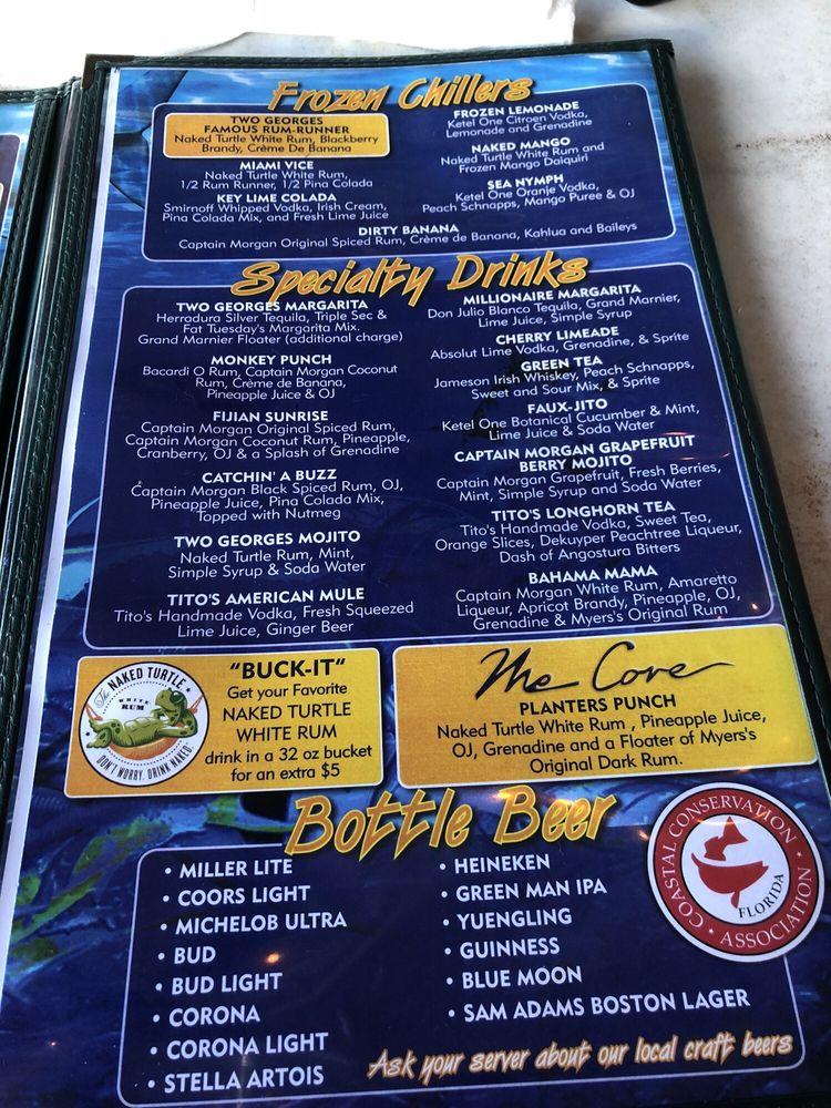 Menu at Two Georges at The Cove pub & bar, Deerfield Beach