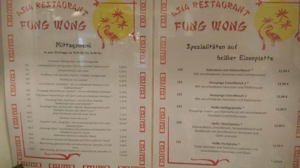 Speisekarte von Fung Wong: Asiatisches Restaurant & Take Away Singen 1 ...