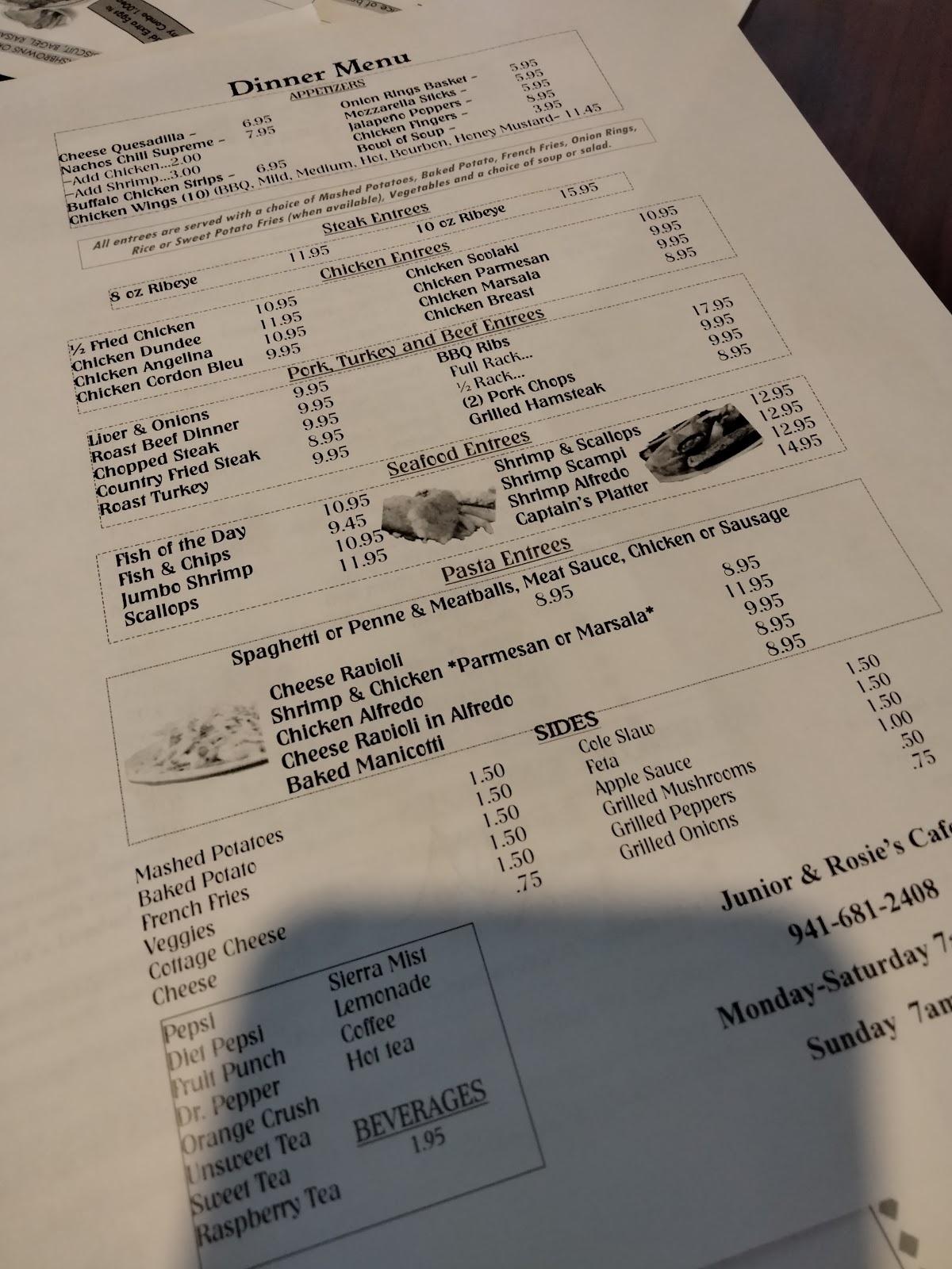 Menu at Junior and Rosie's Cafe and Grill, Englewood