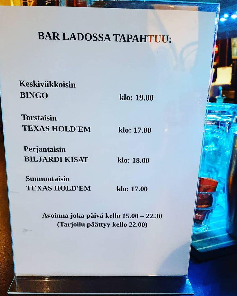 Menu at Lato Bar, Tampere