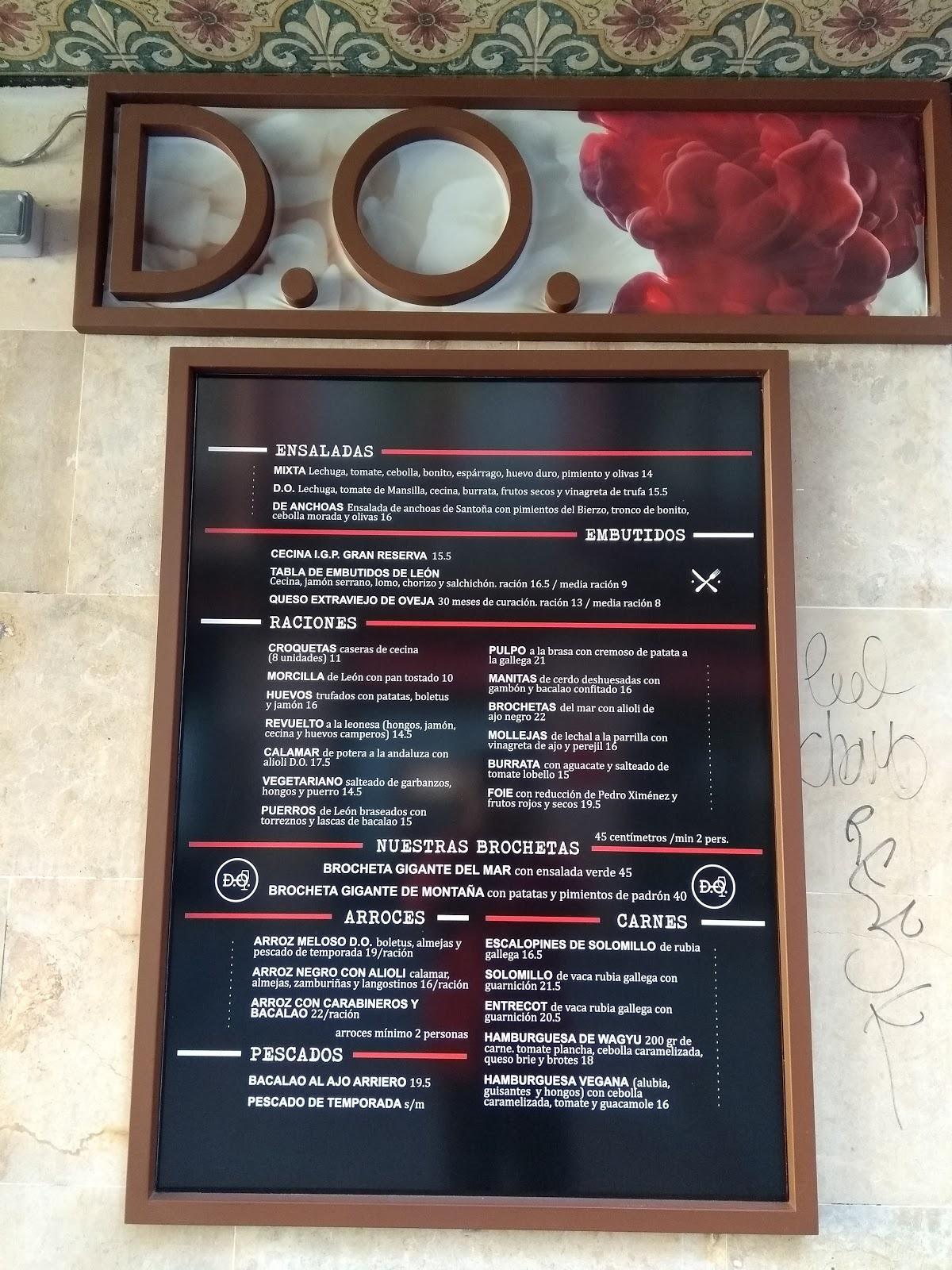 Carta de D.O. León Restaurante, León