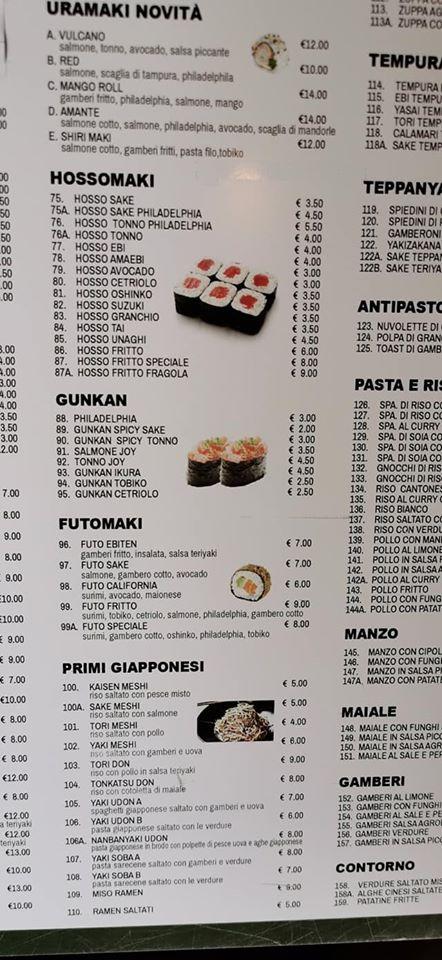 Speisekarte von Fu Sushi restaurant, Pinerolo