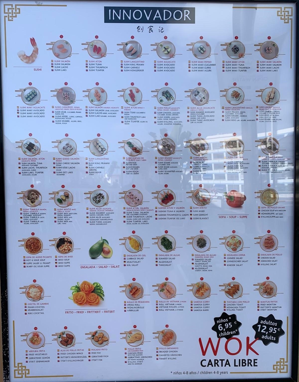 Menu at Innovador——Restaurante asiático, Maspalomas