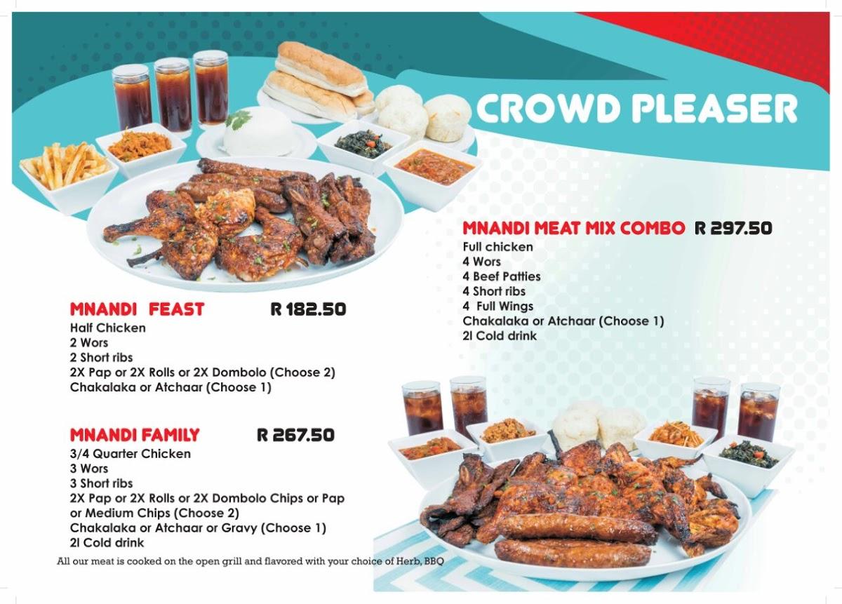 Menu at Mnandi Braai restaurant, Diepsloot, Shop 79 Bambanani Mall