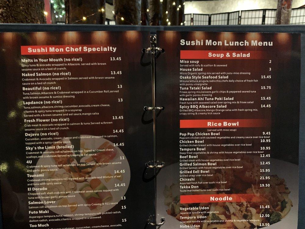 Menu at Sushi Mon restaurant, Roseville, Foothills Blvd