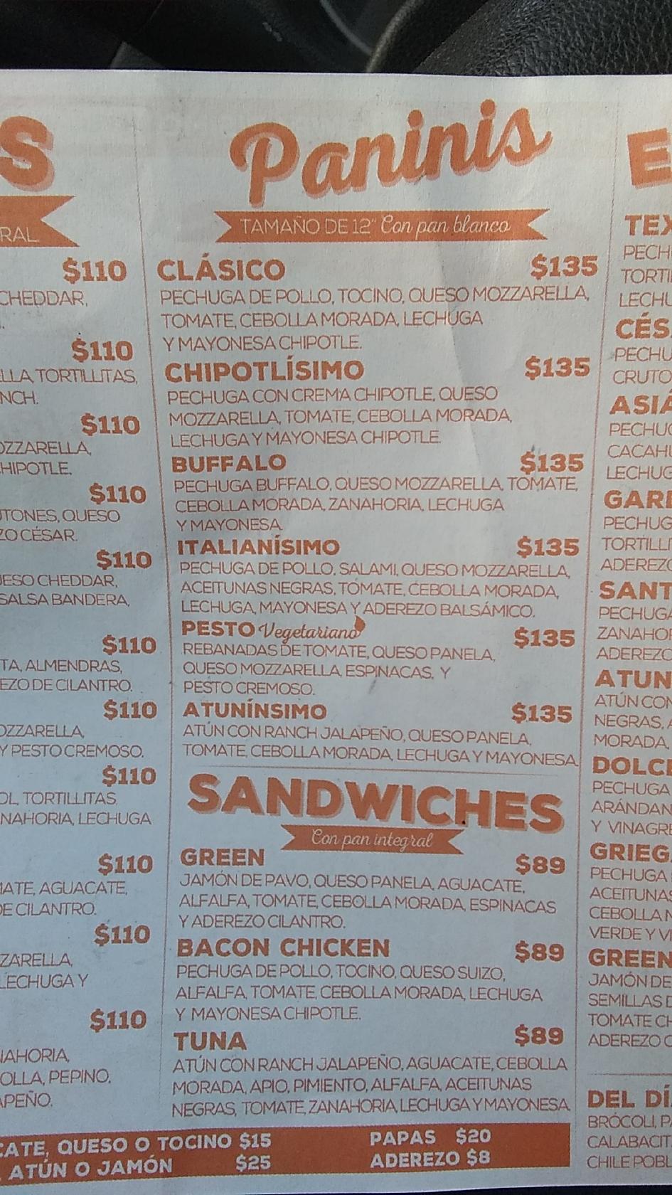 Carta del restaurante Wrapisimo, Mexicali, Calz. Manuel Gómez Morín 799