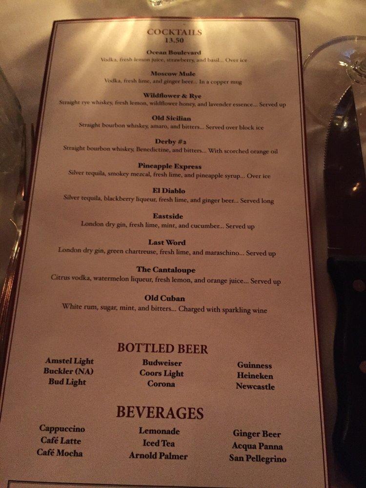 Menu at 555 East American Steakhouse, Long Beach