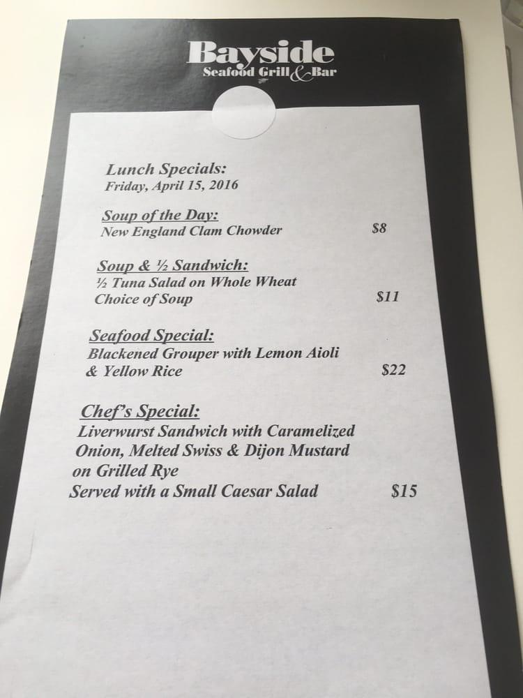 Menu at Bayside Seafood Grill & Bar, Naples
