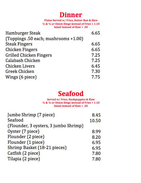 Menu at Carolina Grill of Easley restaurant, Easley