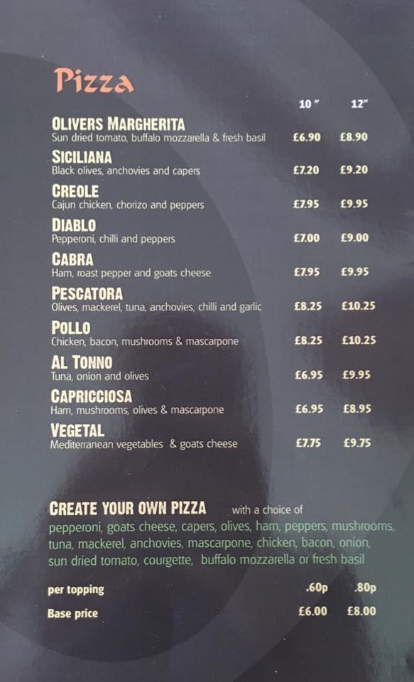 Carta del restaurante Oliver's, Lytham St Annes
