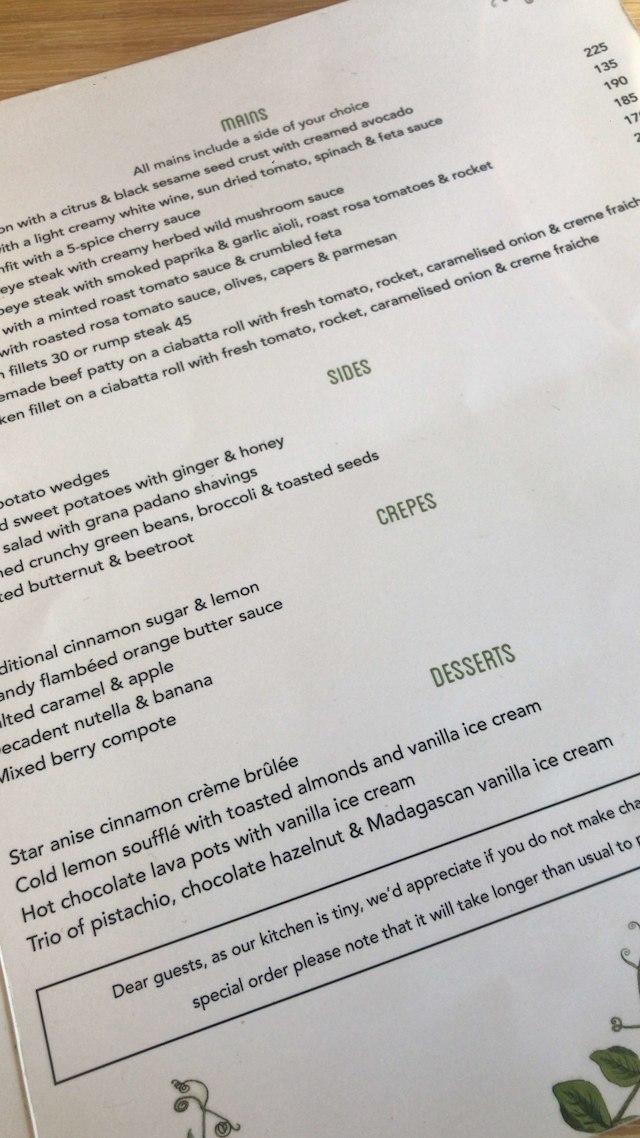 Menu at Arbour Café & Courtyard restaurant, Johannesburg