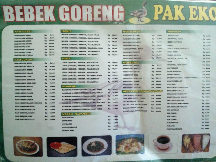 Carta del restaurante Bebek Goreng Pak Eko Bawen (1), Bawen, QC3J+754